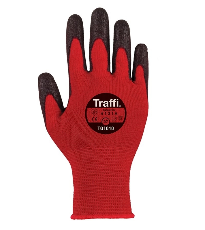 TG1010 RED X-Dura PU Palm Traffi Glove - Cut Level A | Traffi Glove ...
