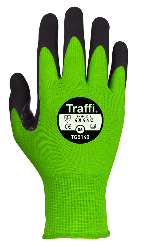 TG5140 GREEN Nitrile Foam Traffi Glove - Cut Level C | Green - Higher ...