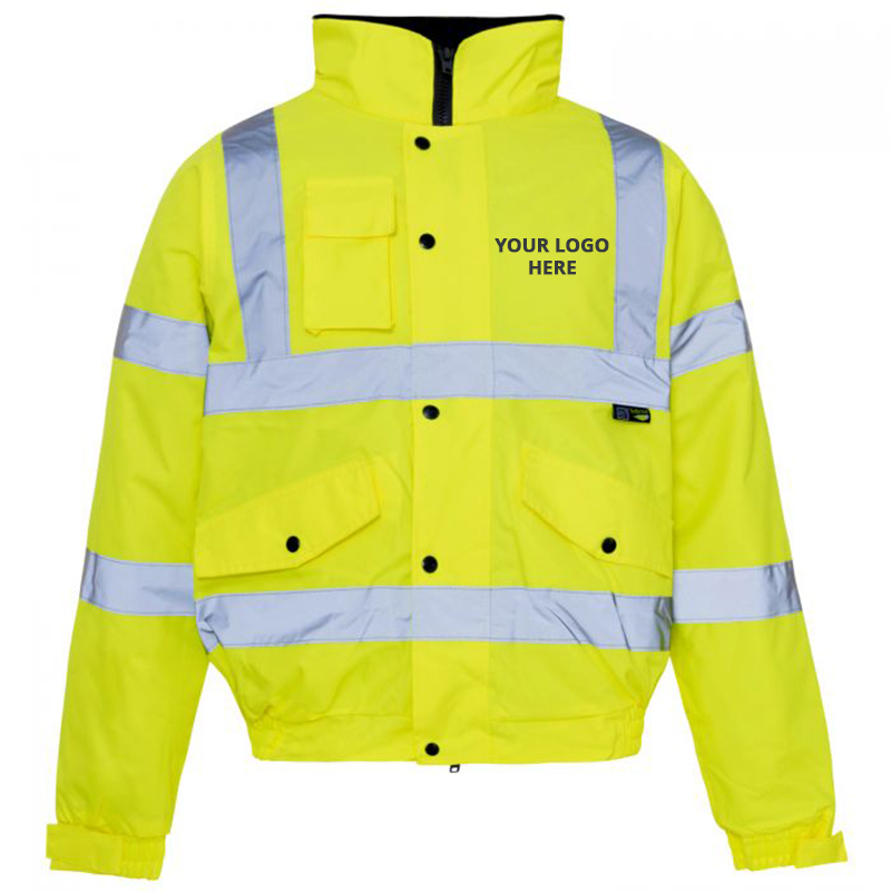 Yellow WorkGlow® Hi-Vis Bomber Jackets c/w Company Branding | Hi-Vis ...