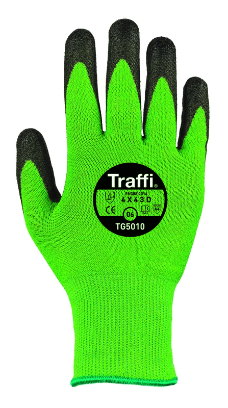TG5010 GREEN X-Dura PU Palm Traffi Glove - Cut Level D | Green - Higher ...