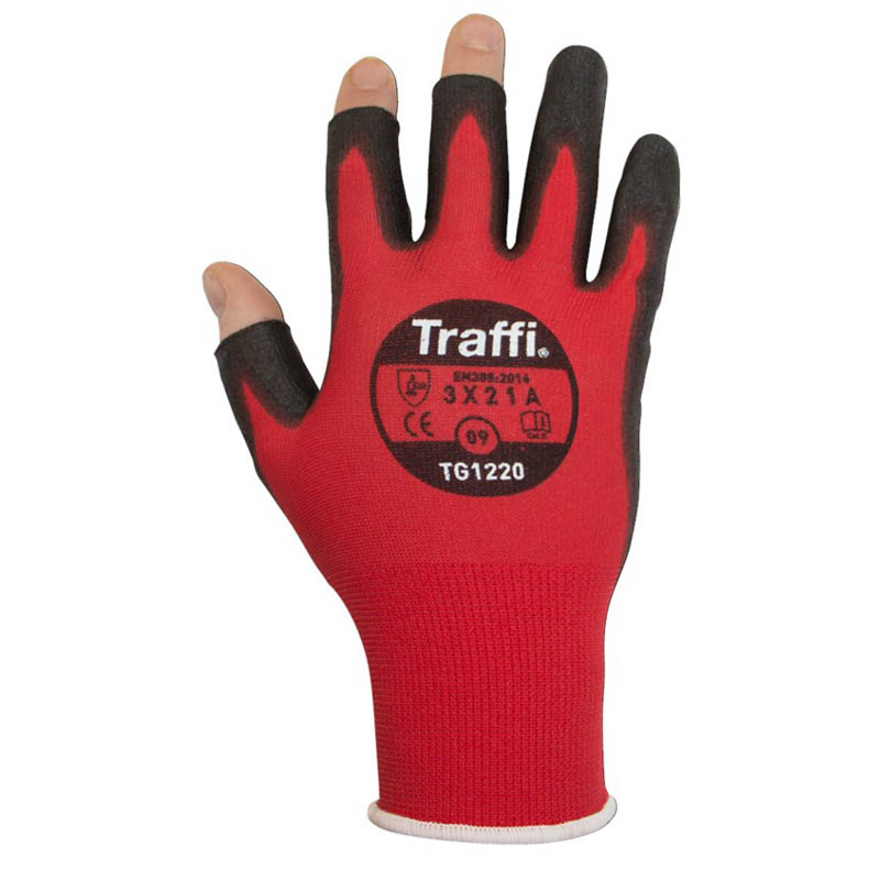 TG1220 3 Digit RED PU Palm Traffi Glove - Cut Level A | Traffi Glove ...